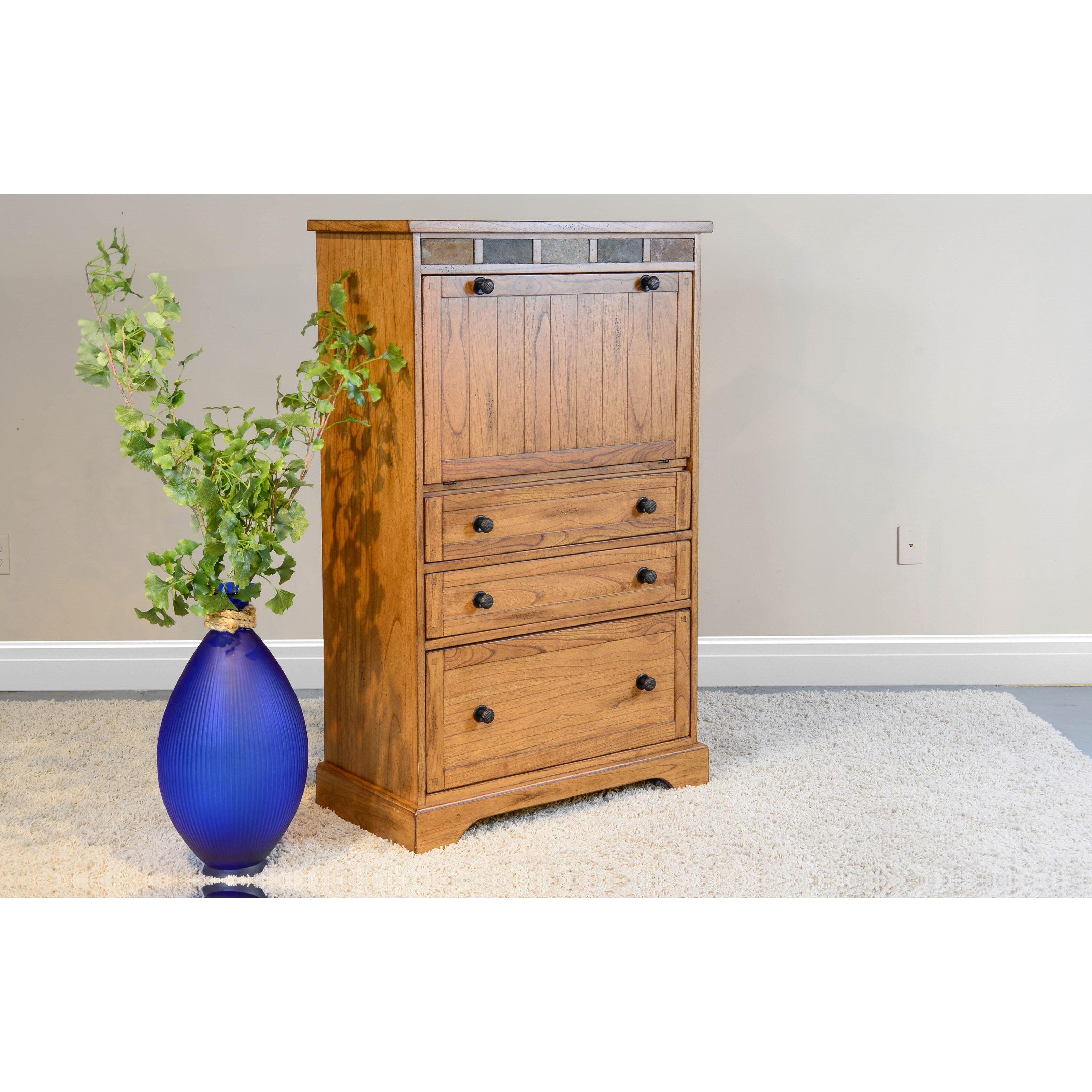 285120196 Laptop Armoire with Drop Leaf Desk Top Sadler s Home Furnishings Armoires